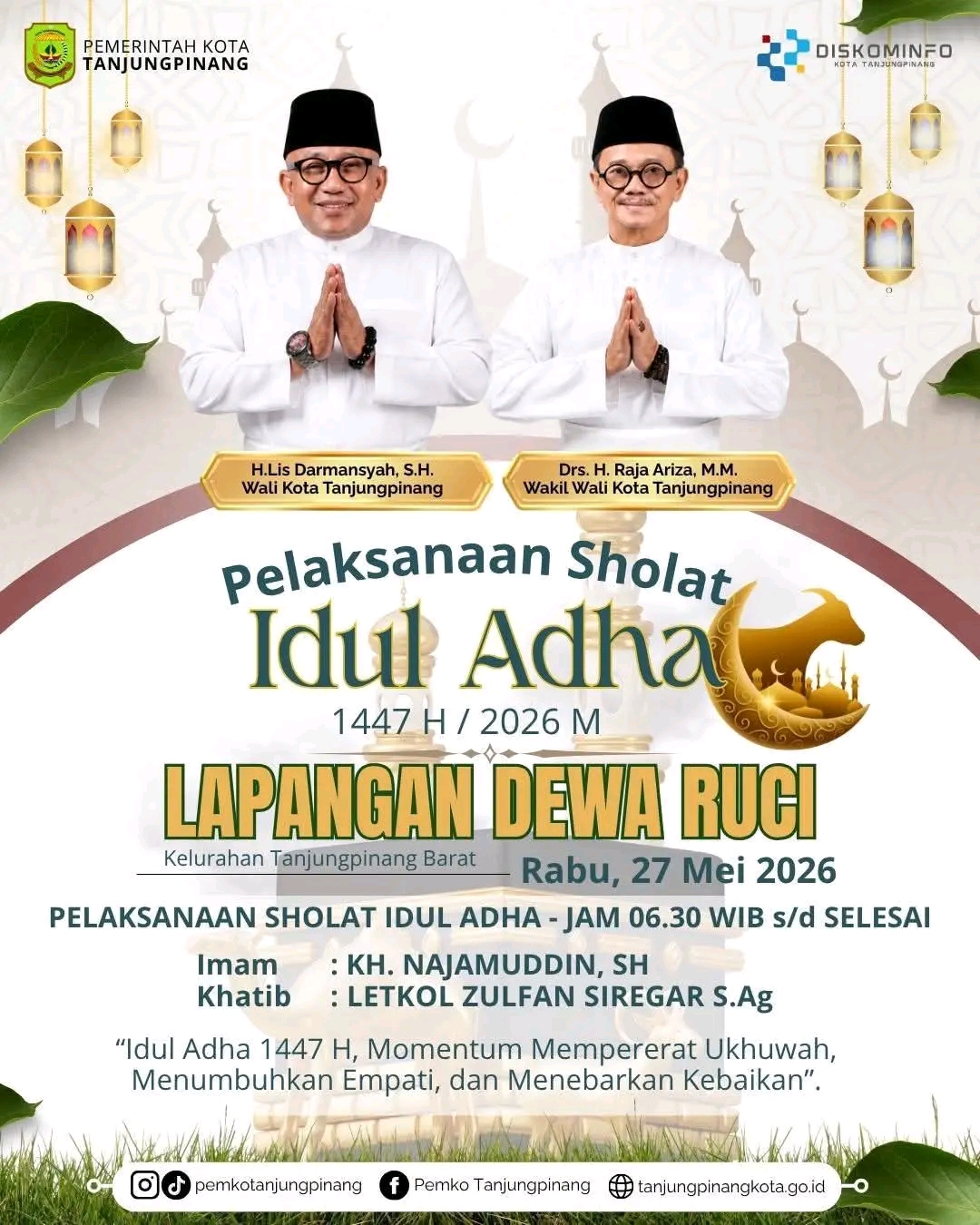 Pemko Tanjungpinang Ajak Warga Sholat Idul Adha Bersama di Lapangan ...